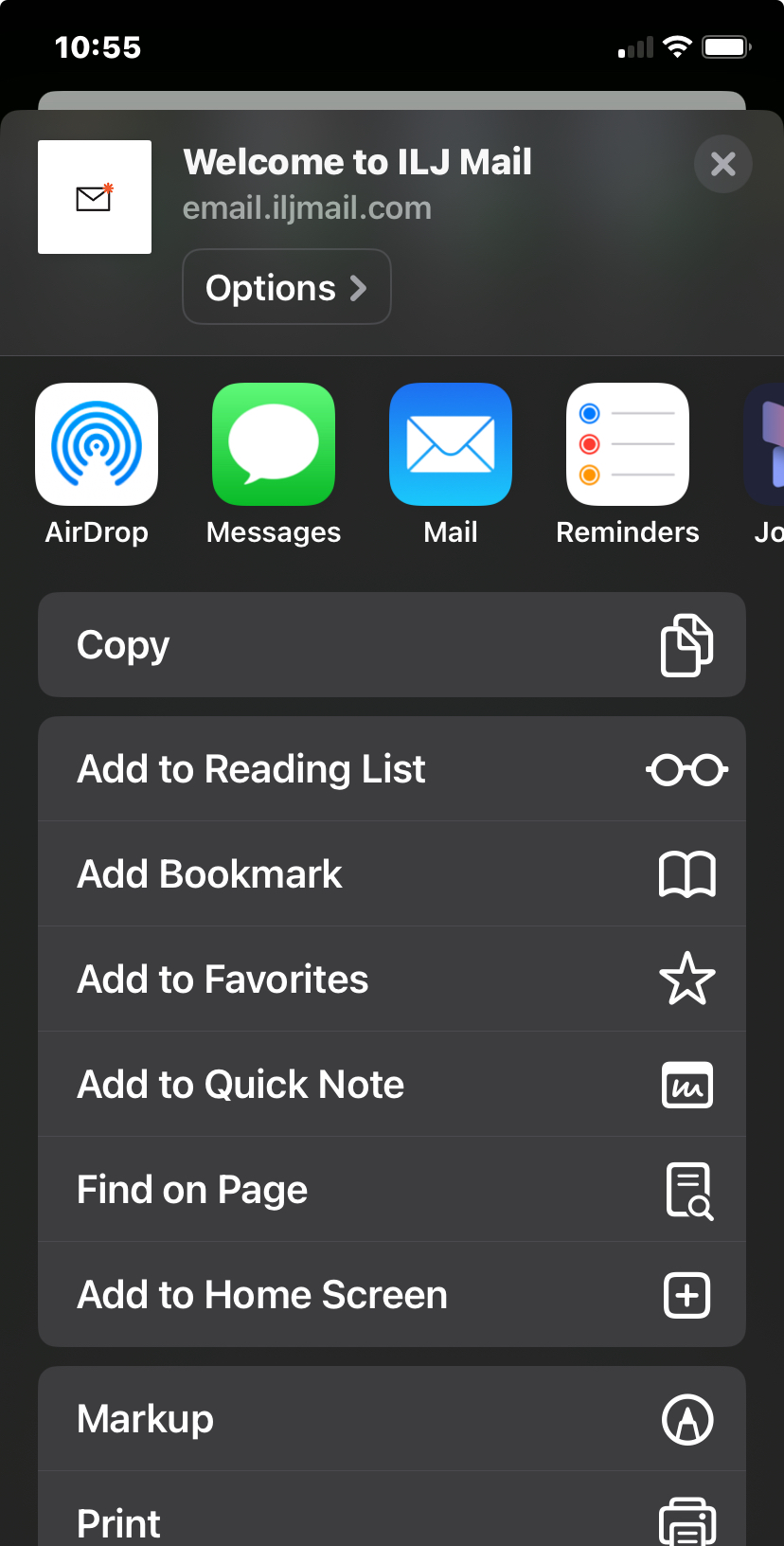 Create Icon on iPhone Screen to Webmail – ILJ Mail