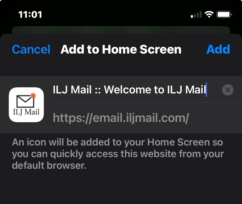 Create Icon on iPhone Screen to Webmail – ILJ Mail
